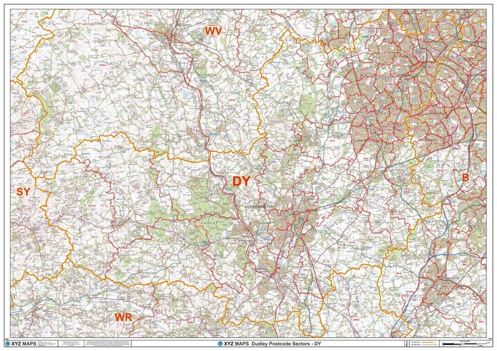 Dudley - DY - Postcode Sector Wall Map