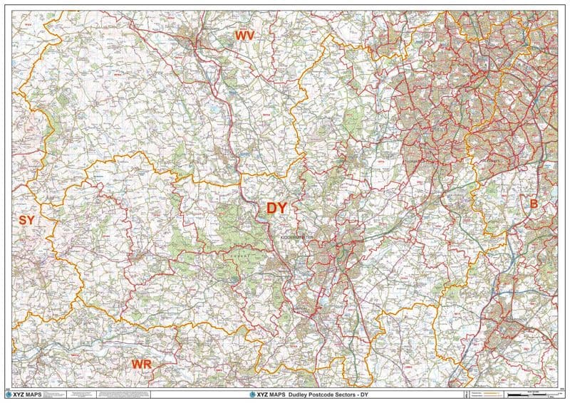 Dudley - DY - Postcode Sector Wall Map