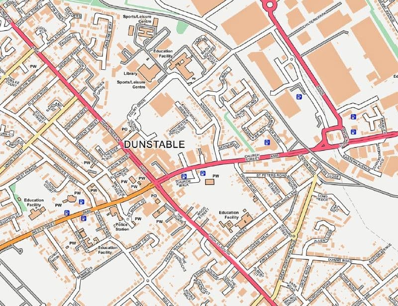 Dunstable Street Map - 2025
