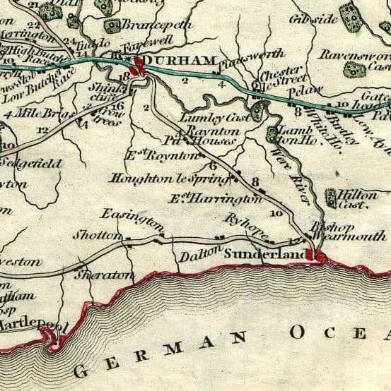 Durham County Map by John Cary 1790 - Reproduction
