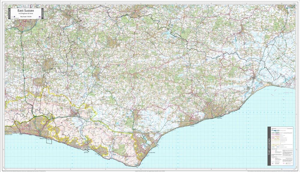 East Sussex - Extra Large County Wall Map - 170 x 98cm
