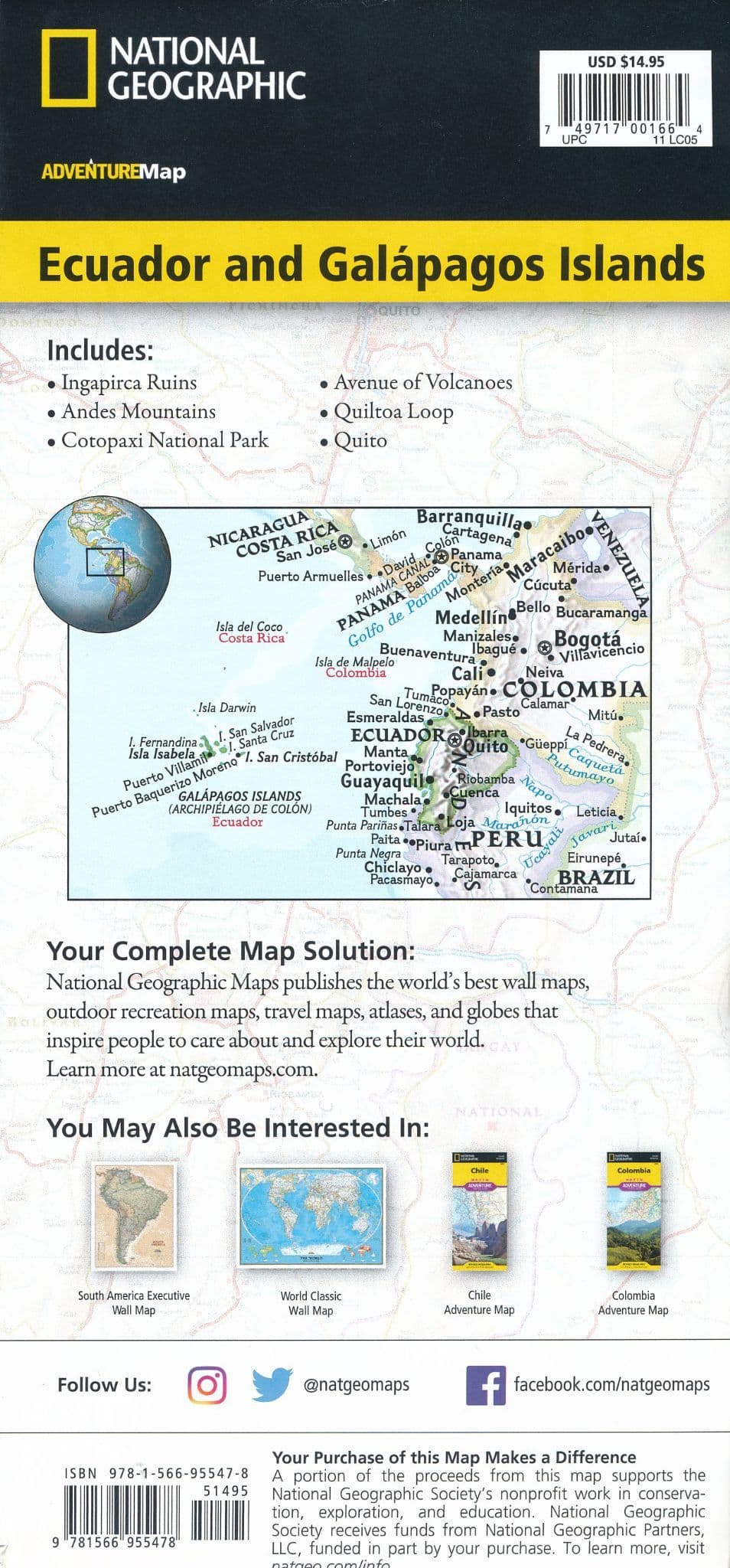 Ecuador & The Galapagos Islands Adventure Map - National Geographic