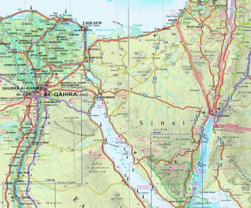 Egypt - Laminated Road Map - Comfort