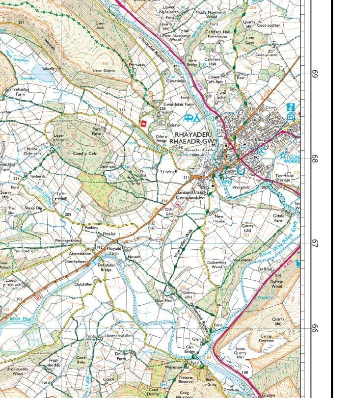 Elan Valley Powys - Wall Map - 1 25 000 - The Map Centre Press