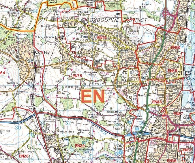 Enfield - EN - Postcode Sector Wall Map