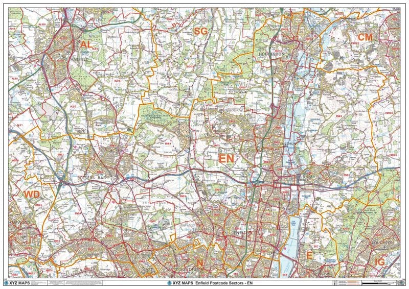 Enfield - EN - Postcode Sector Wall Map