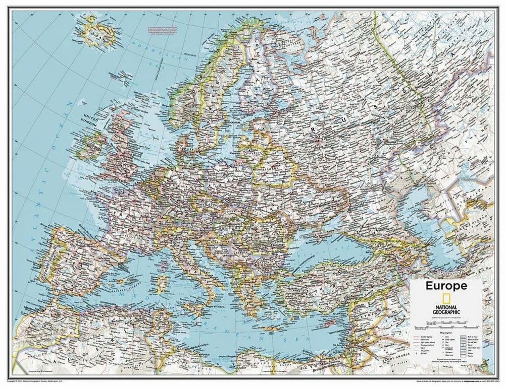 Europe Atlas Plate Wall Map by National Geographic
