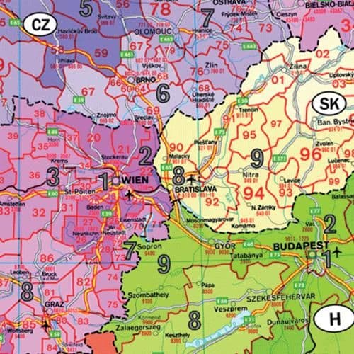 Europe Postcode Folded Map - Freytag & Berndt