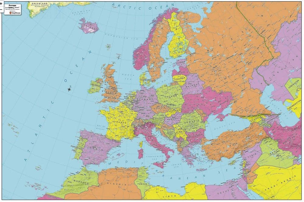 Europe Wall Map - Large - Map Sherpa