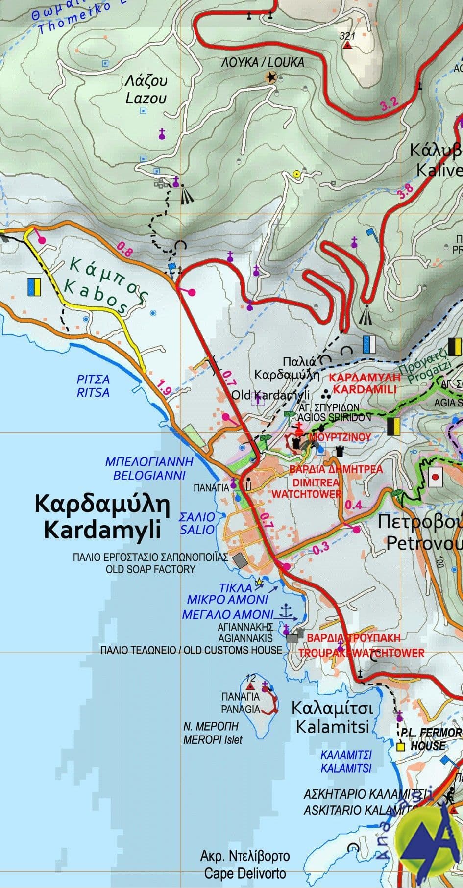 Exo Mani - Anavasi Hiking Map - 1 22 000 8 10