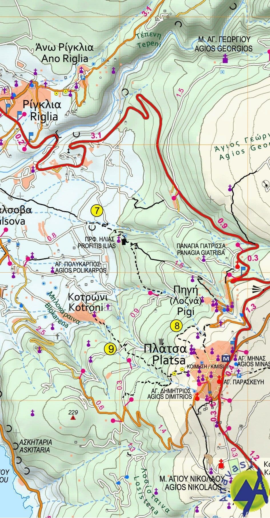 Exo Mani - Anavasi Hiking Map - 1 22 000 8 10