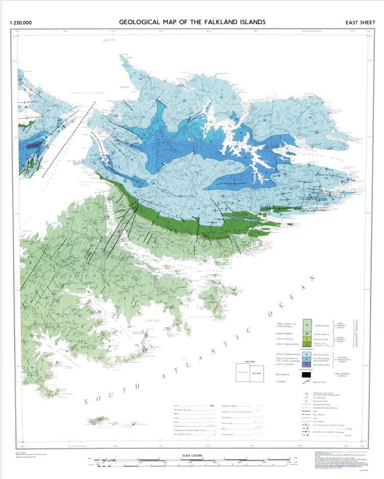 Falkland Islands East - Geological Wall Map