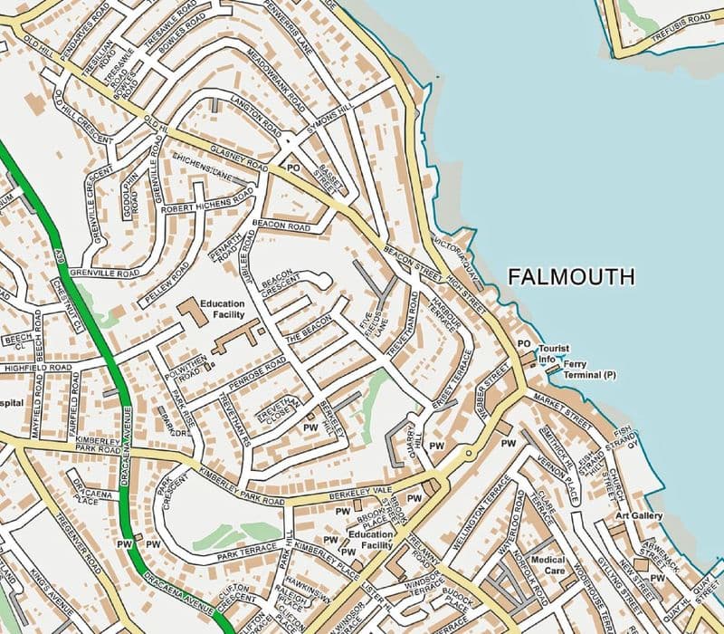Falmouth Street Map