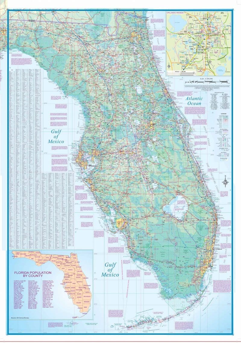 Florida & USA Deep South Travel Map
