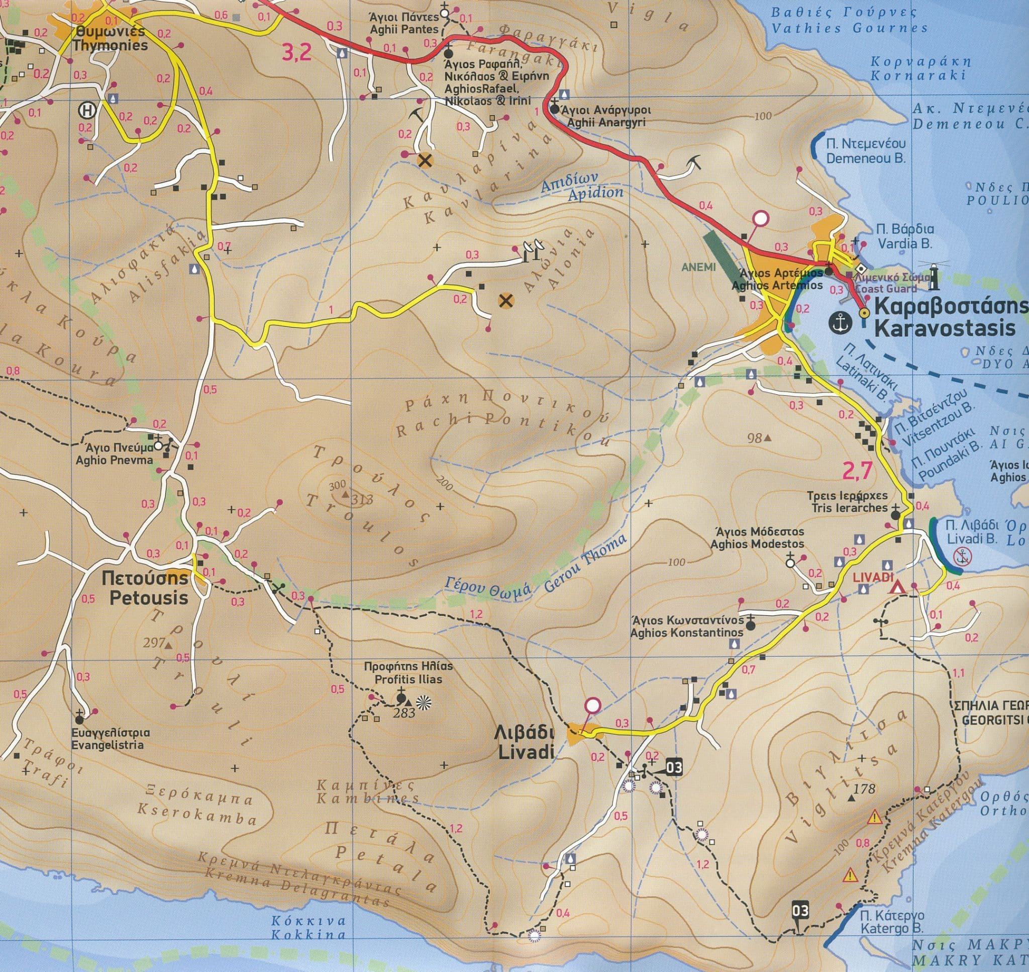 Folegandros - Terrain Hiking Map - 1 20 000 316
