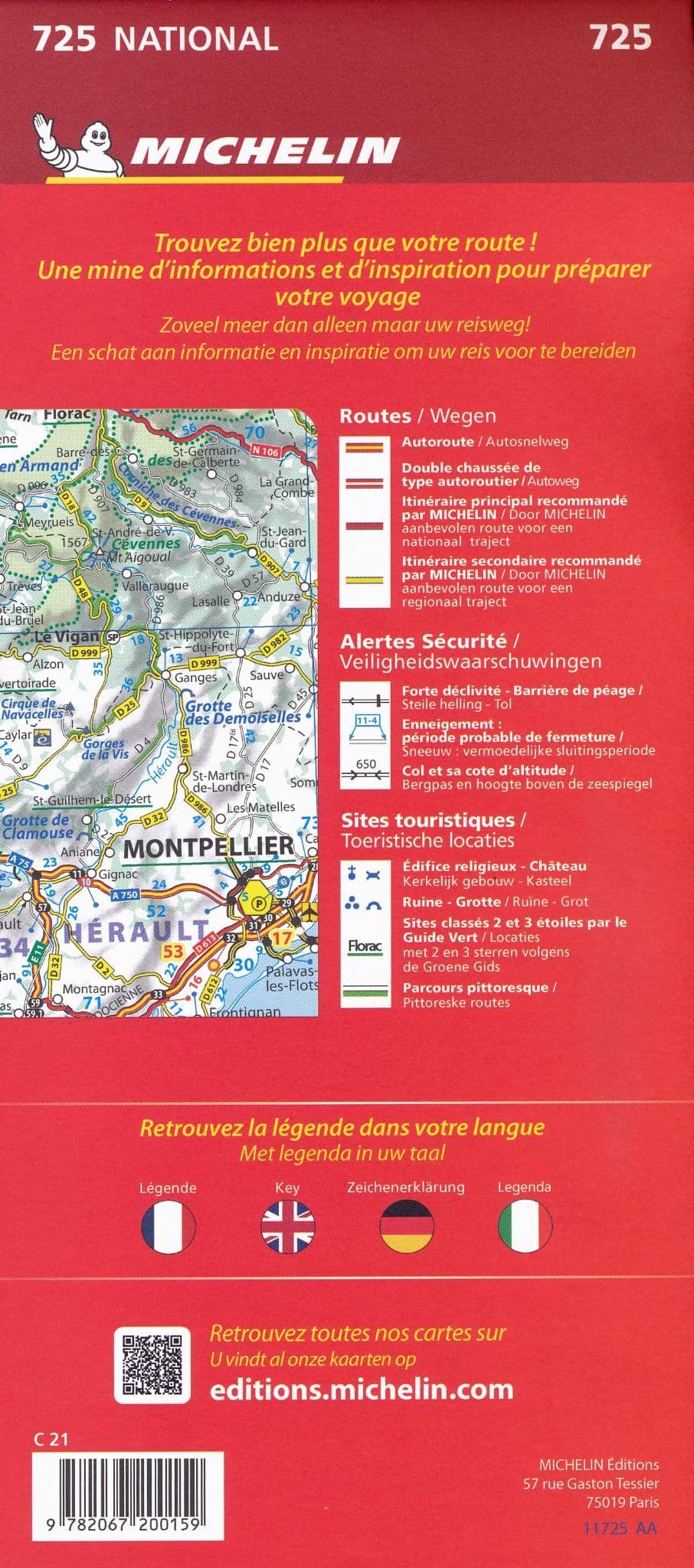 France South - Road Map Michelin 725