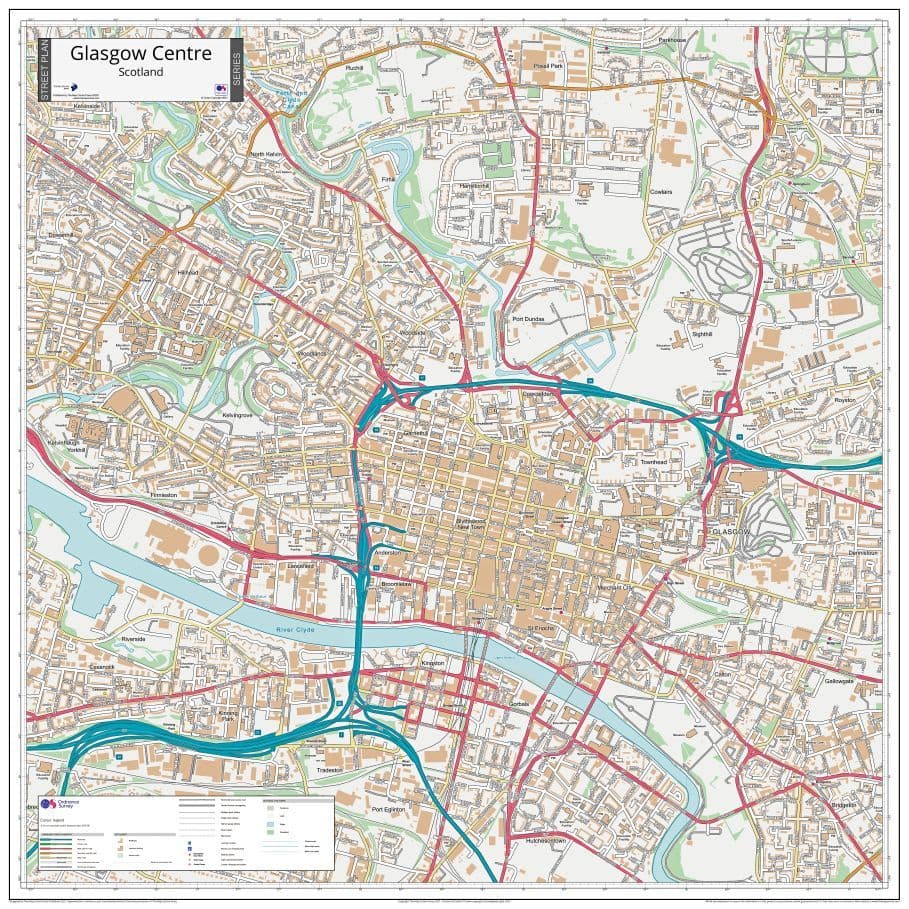Street Map Glasgow Scotland Glasgow City Centre Street Map– I Love