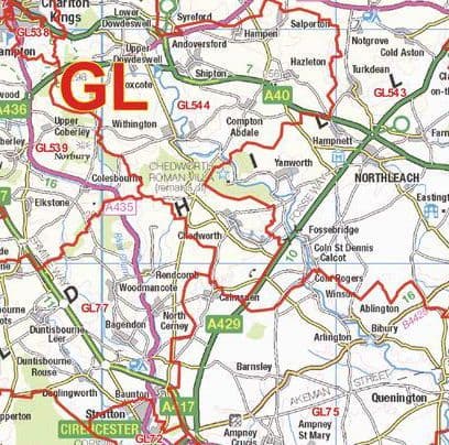 Gloucester - GL - Postcode Sector Wall Map