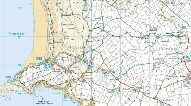 Gower Peninsula - Ordnance Survey 1 25 000 - Wall Map - The Map Centre ...