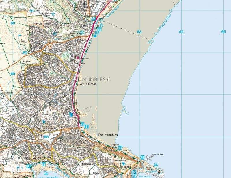 Gower Peninsula - Ordnance Survey 1 25 000 - Wall Map - The Map Centre ...
