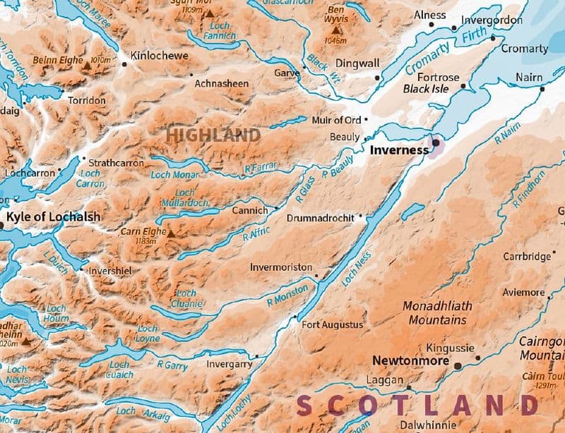 Great Britain Topographic Wall Map incl Rivers - 2024 - 88 x 128cm