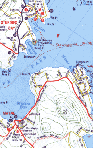 Gulf Islands BC Travel Reference map