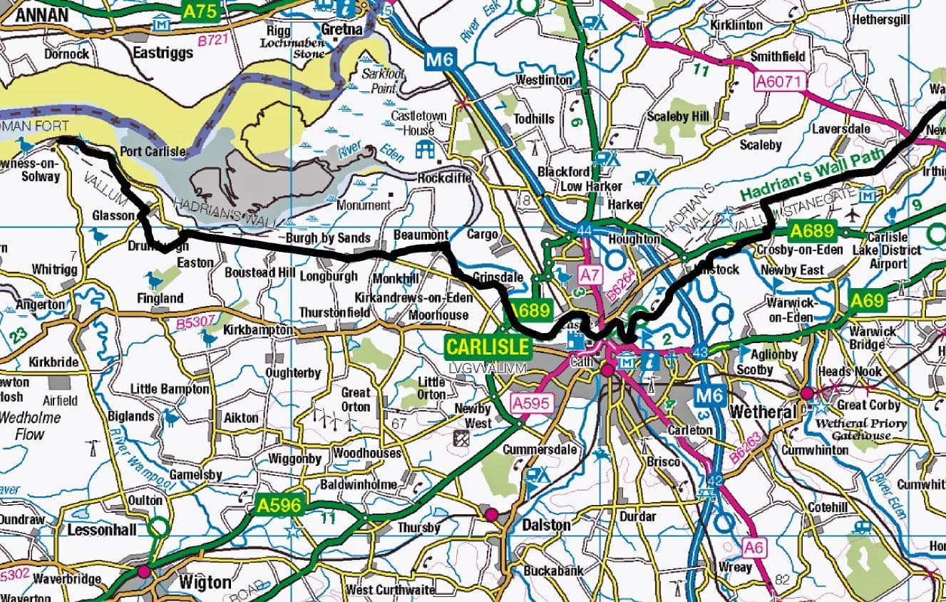 Hadrian S Wall Map Hadrian's Wall | Roman Wall, England, United
