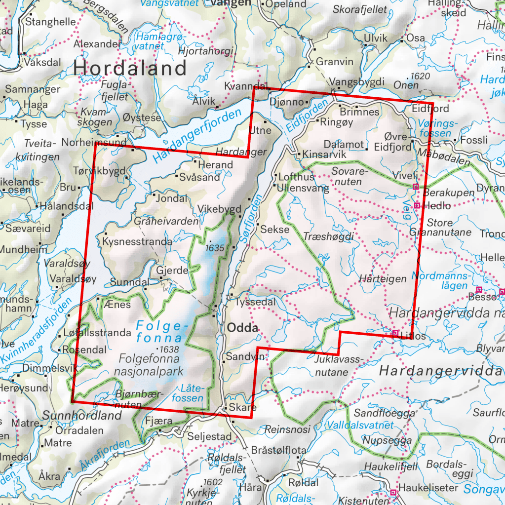 Hardangervidda vest Trolltunga & Folgefonna - Hiking Map - Calazo BD 120