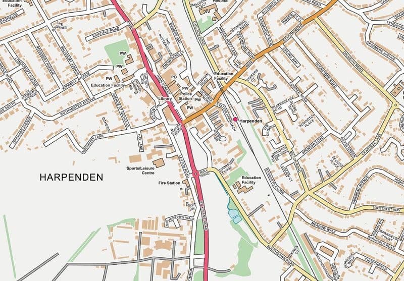 Harpenden Street Map