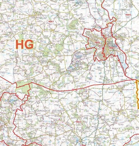 Harrogate - HG - Postcode Sector Wall Map