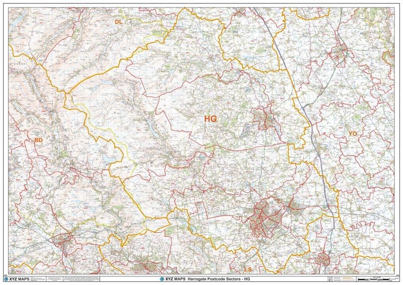 Harrogate - HG - Postcode Sector Wall Map