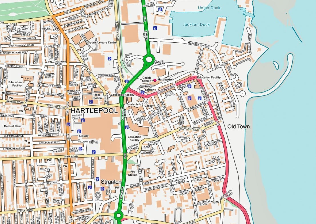 Hartlepool Street Map 2024