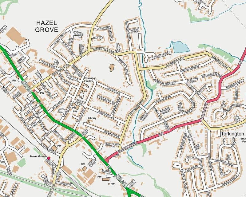 Hazel Grove Street Map