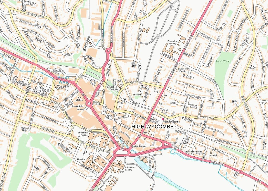 High Wycombe Street Map