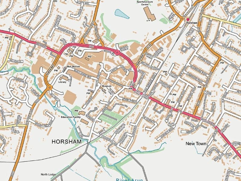 Horsham Street Map
