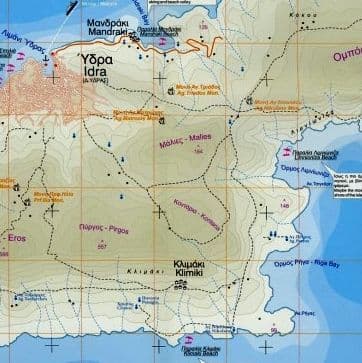Hydra - Tourist Map - Orama