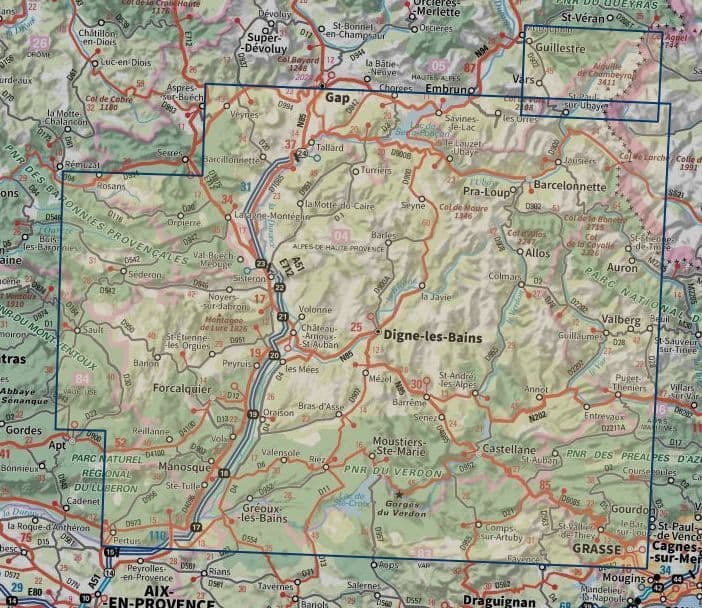 IGN TOP 100 D04 - Alpes-de-Haute-Provence - Digne Manosque PNR Verdon