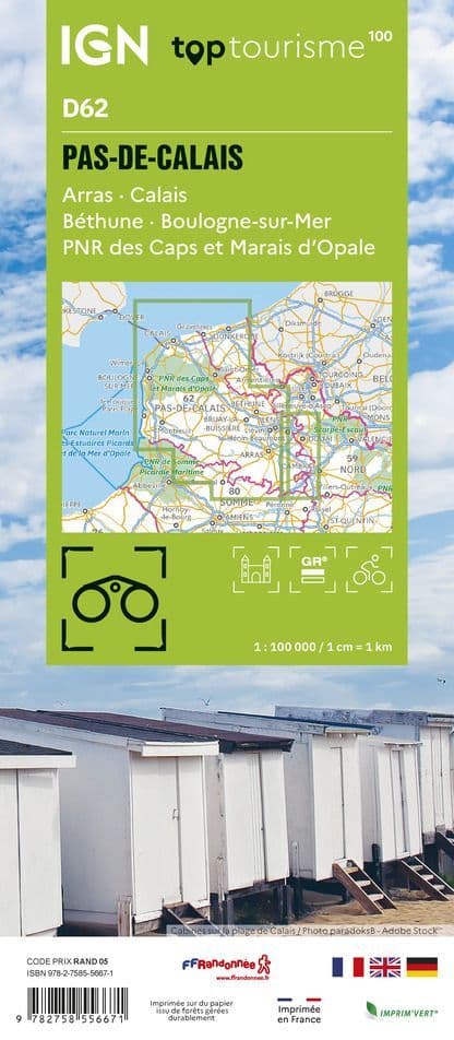 IGN TOP 100 D62 - Pas-de-Calais Arras Calais Béthune Boulogne-sur-Mer