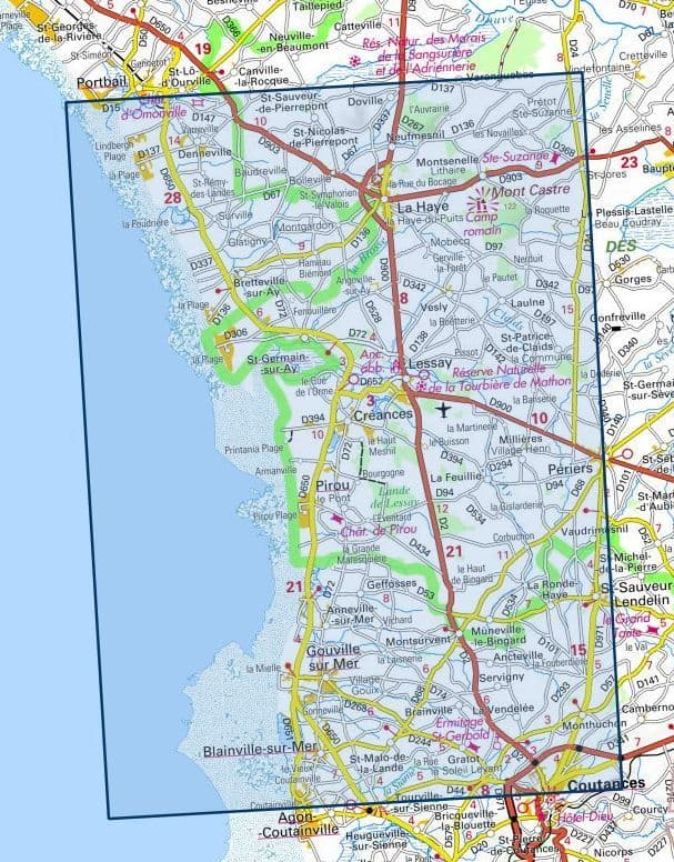 IGN Top 25 1212 ET - La Haye-du-Puits / Lessay