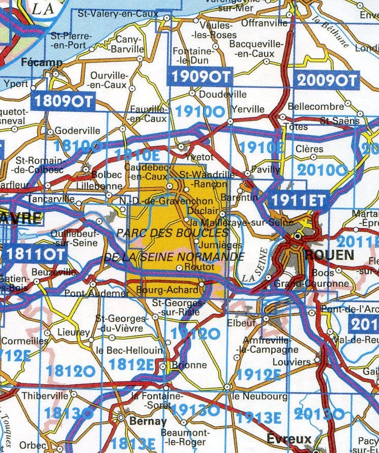 IGN Top 25 1911 OT - Forêts de Brotonne et du Trait-Maulévrier PNR