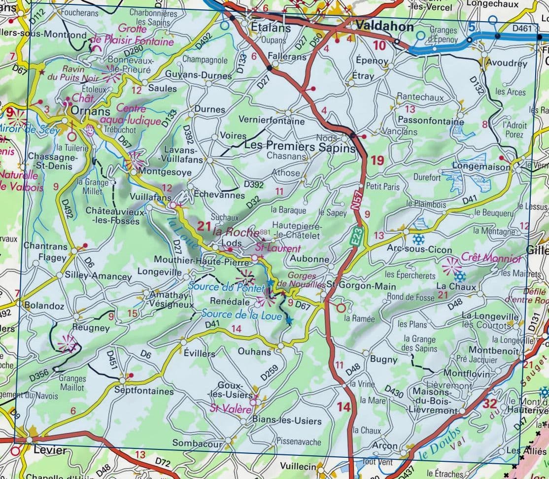 IGN Top 25 3424 OT - Ornans / Source de La Loue