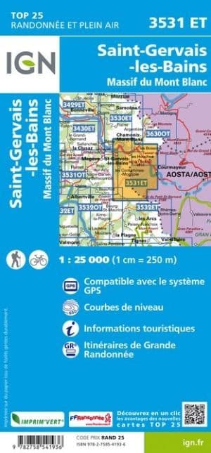 IGN Top 25 3531 ET - St-Gervais-Les-Bains / Massif du Mont Blanc