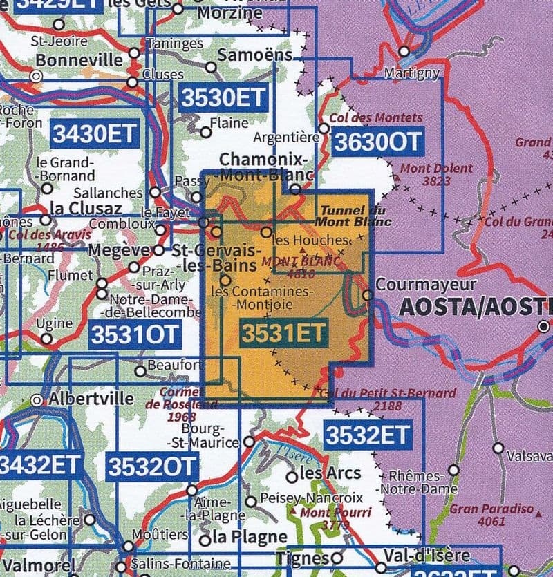 IGN Top 25 3531 ET - St-Gervais-Les-Bains / Massif du Mont Blanc