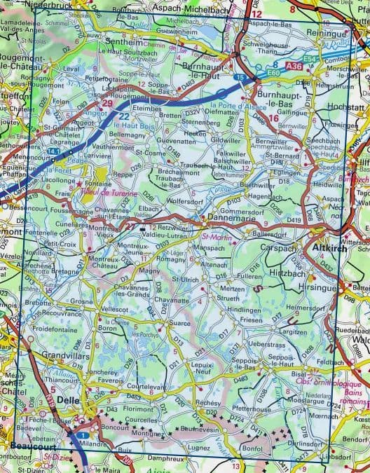 IGN Top 25 3621 ET - Dannemarie / Delle / Sundgau