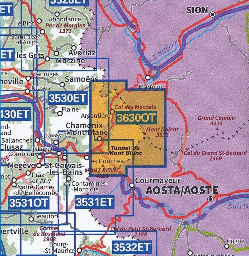 IGN Top 25 3630 OT - Chamonix Mont Blanc / Massif du Mont Blanc