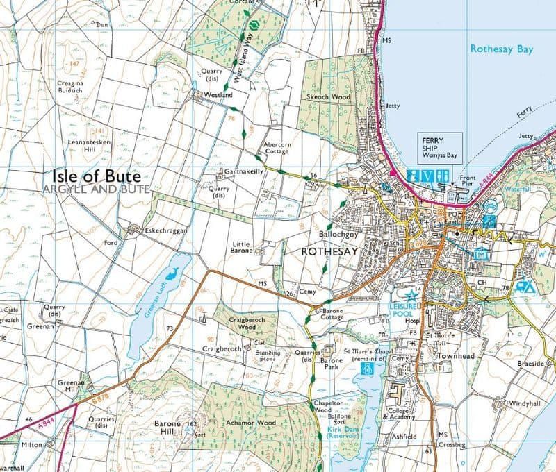 Isle of Bute - Wall Map - 1 25 000 - The Map Centre Press