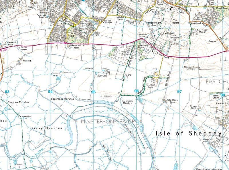 Isle of Sheppey - Wall Map - 1 20 000 - The Map Centre Press