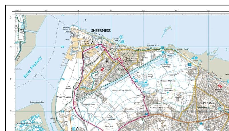 Isle of Sheppey - Wall Map - 1 20 000 - The Map Centre Press