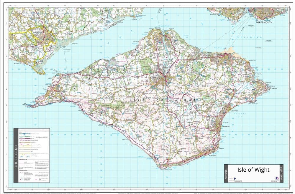 Isle of Wight - Wall Map - 1 50 000 - 2024