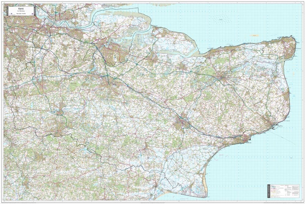 Kent - Extra Large County Wall Map - 210 x 140cm